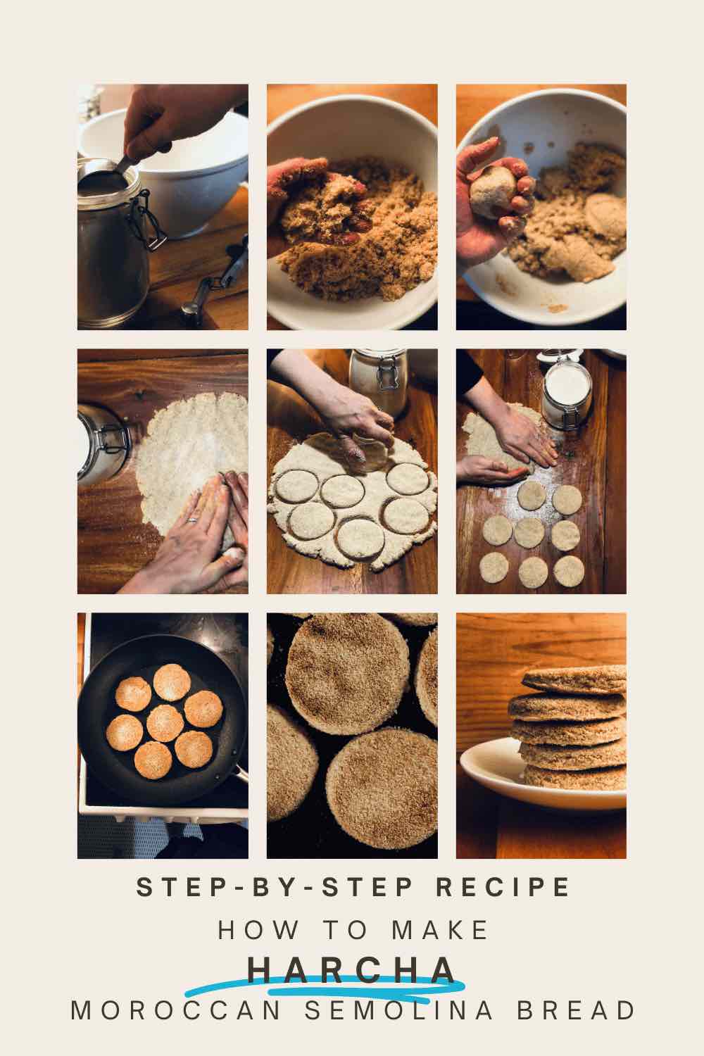Quick Moroccan Harcha | Pan-fried Semolina Bread recipe