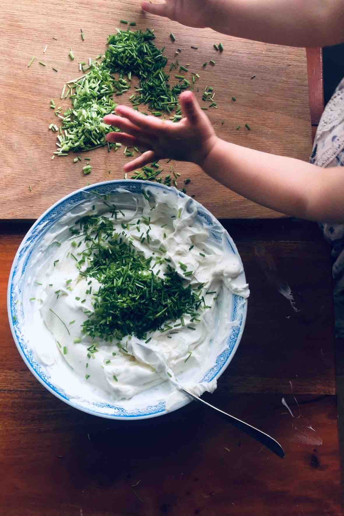 Delicious chives spread with cream cheese and quark