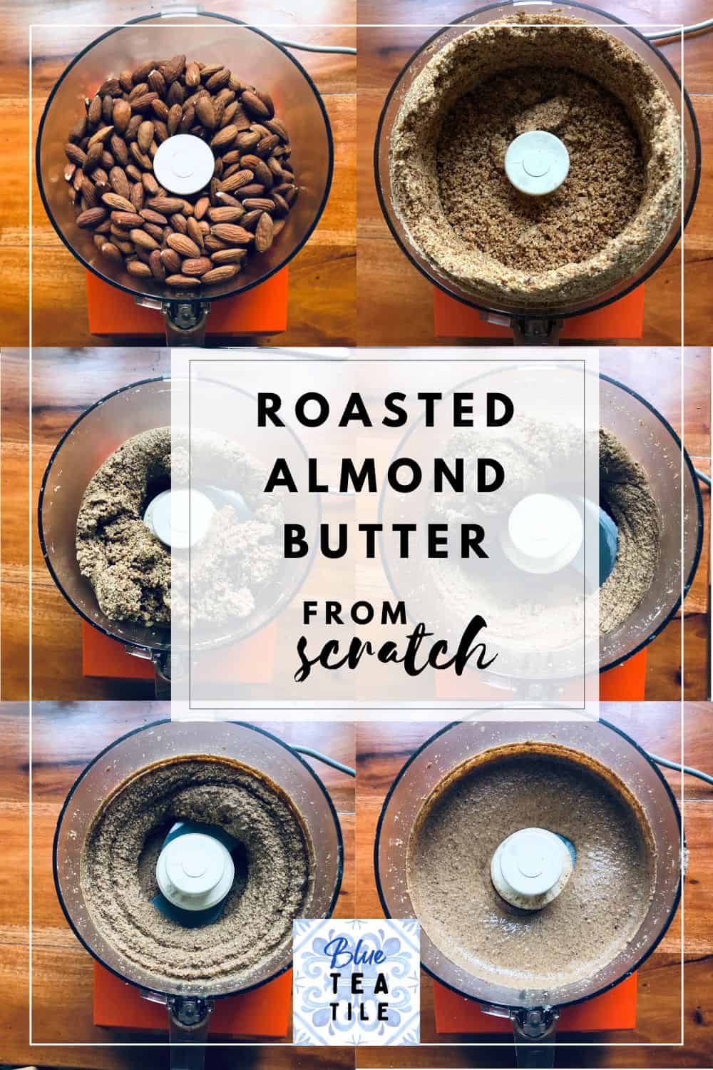 Homemade natural almond butter with roasted almonds