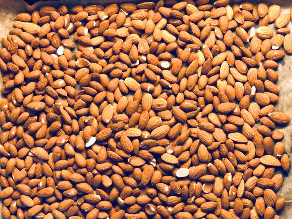 Dry-roasting almonds - so yummy that no salt is needed!